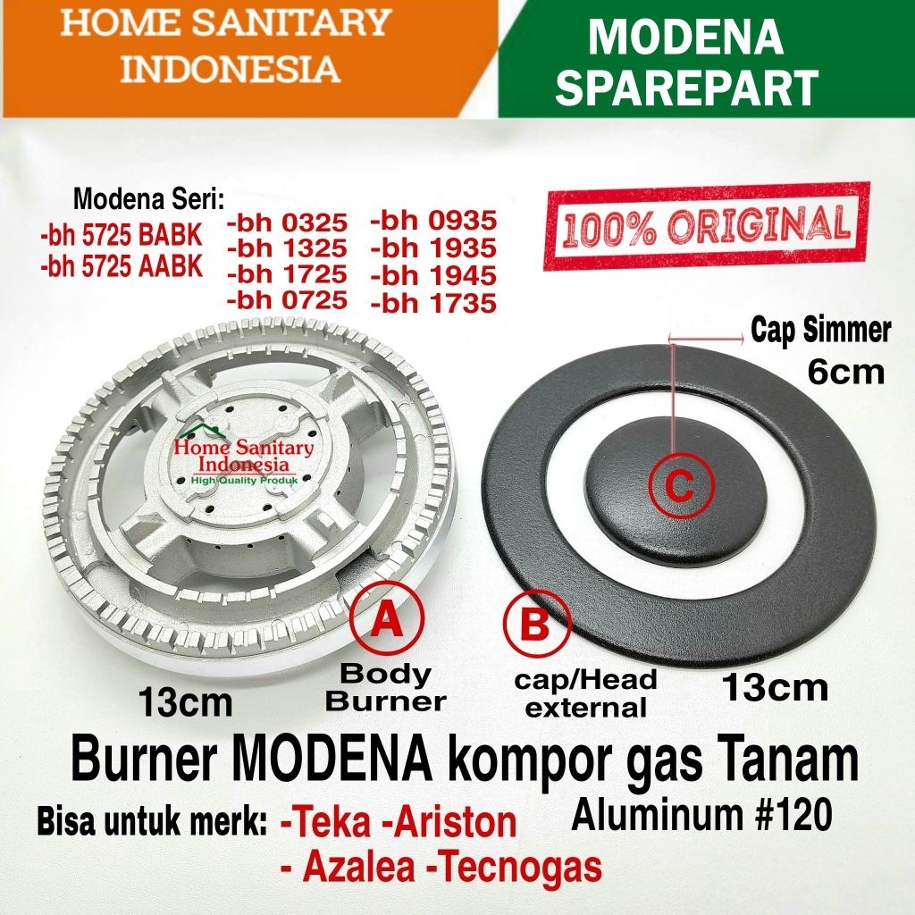 Jual HSI | Sparepart MODENA Burner Aluminium Kompor Tanam #120 Bh 1725 ...