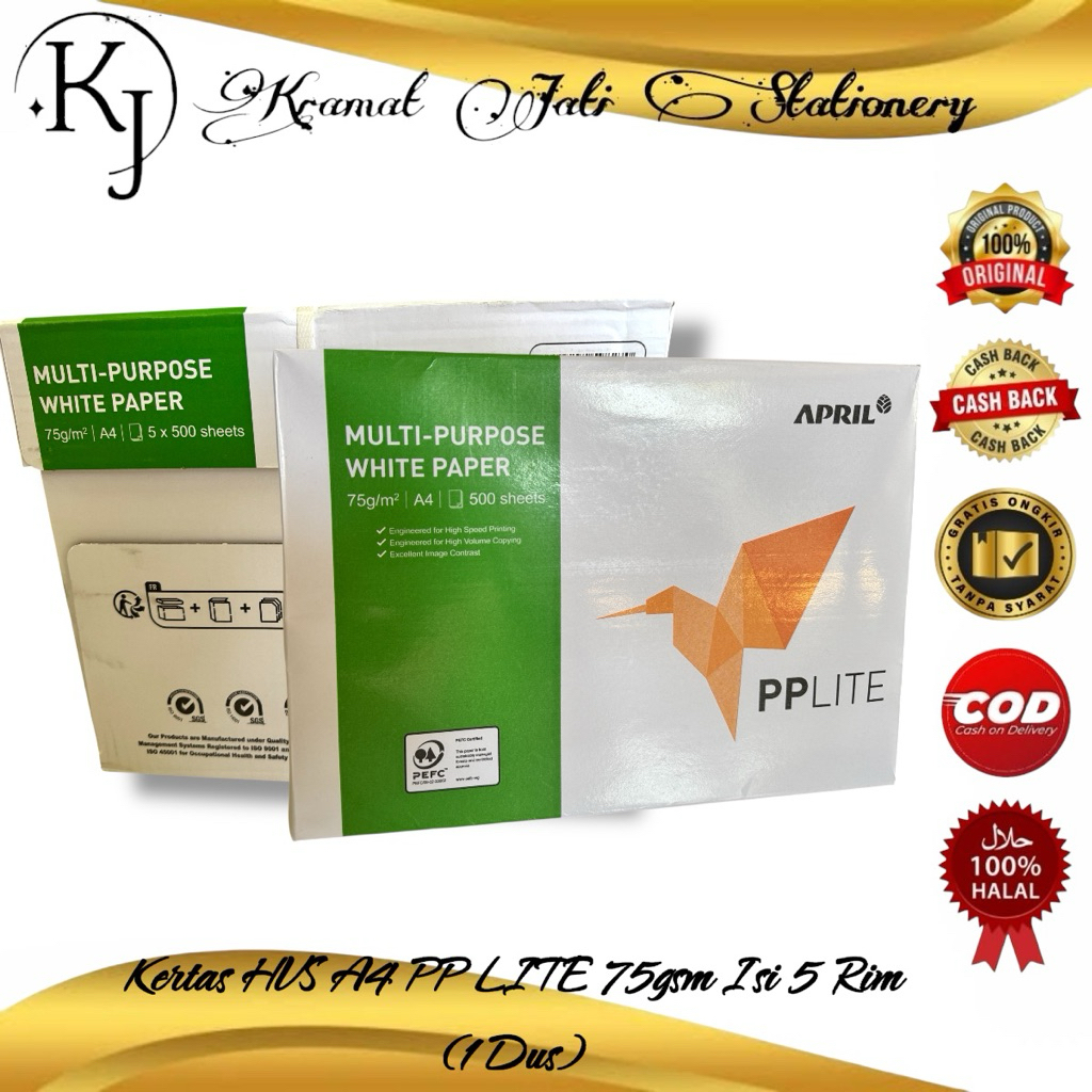 Jual Kertas HVS EKON/PP LITE A4 75gsm Isi 5 Rim (1 Dus) | Shopee Indonesia