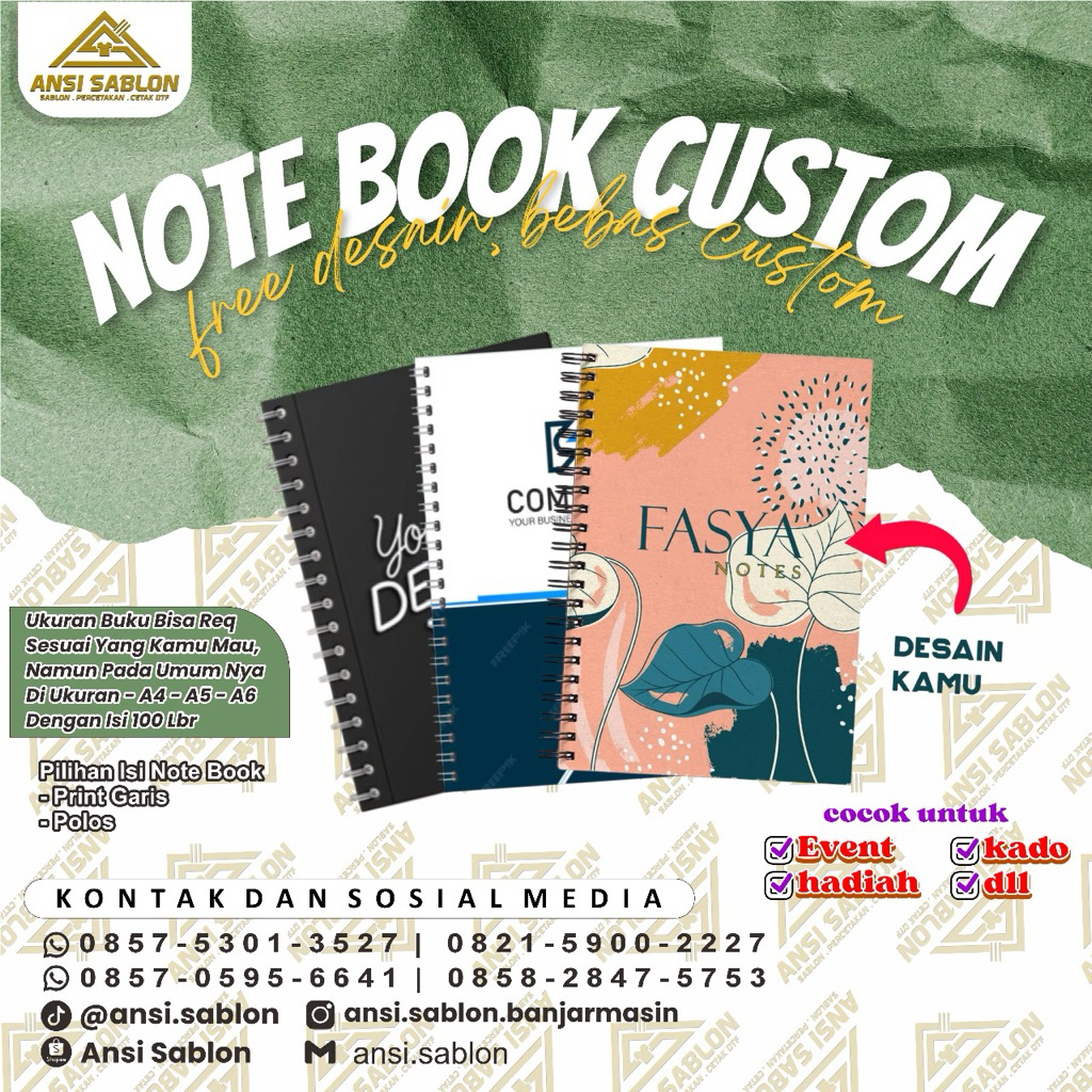 Jual Notebook Spiral Custom A5 / Catatan Harian Custom Murah / Free ...