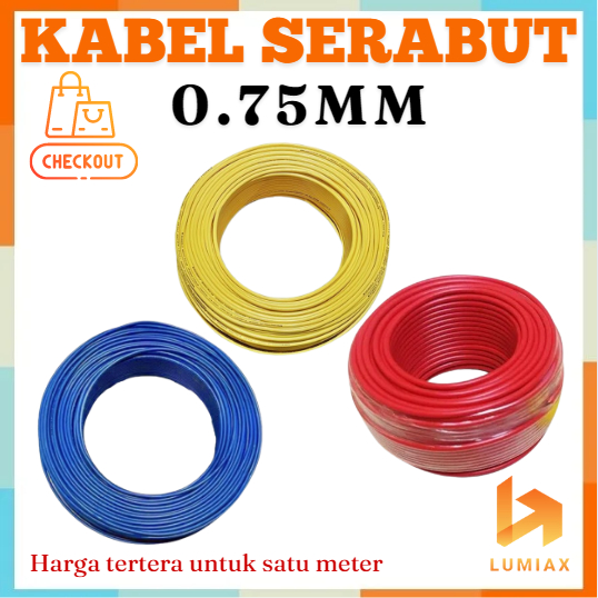 Jual Kabel Listrik Serabut 0,75 mm Kabel Serabut 0.75 mm KUNING MERAH ...
