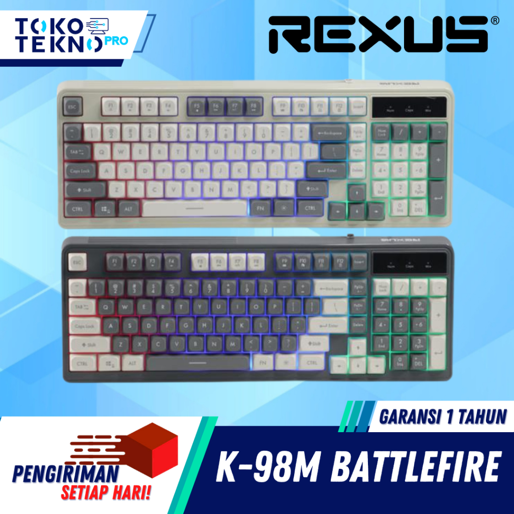 Jual Rexus K98M / K98-M Fullsize Wired Gaming Keyboard Two Tone Color ...