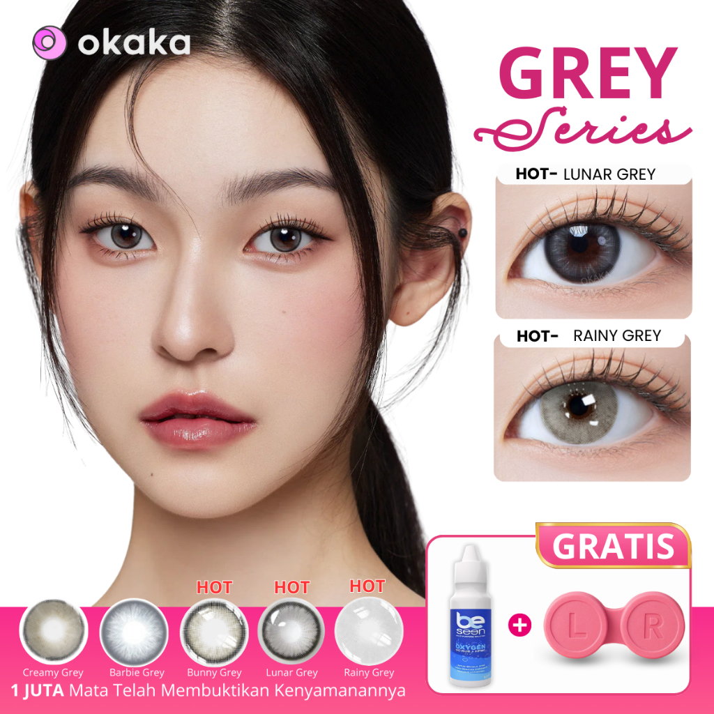 Jual OKAKA Softlens Gray Series Mata Normal/ Minus Diameter 14.2 - 14.5 ...