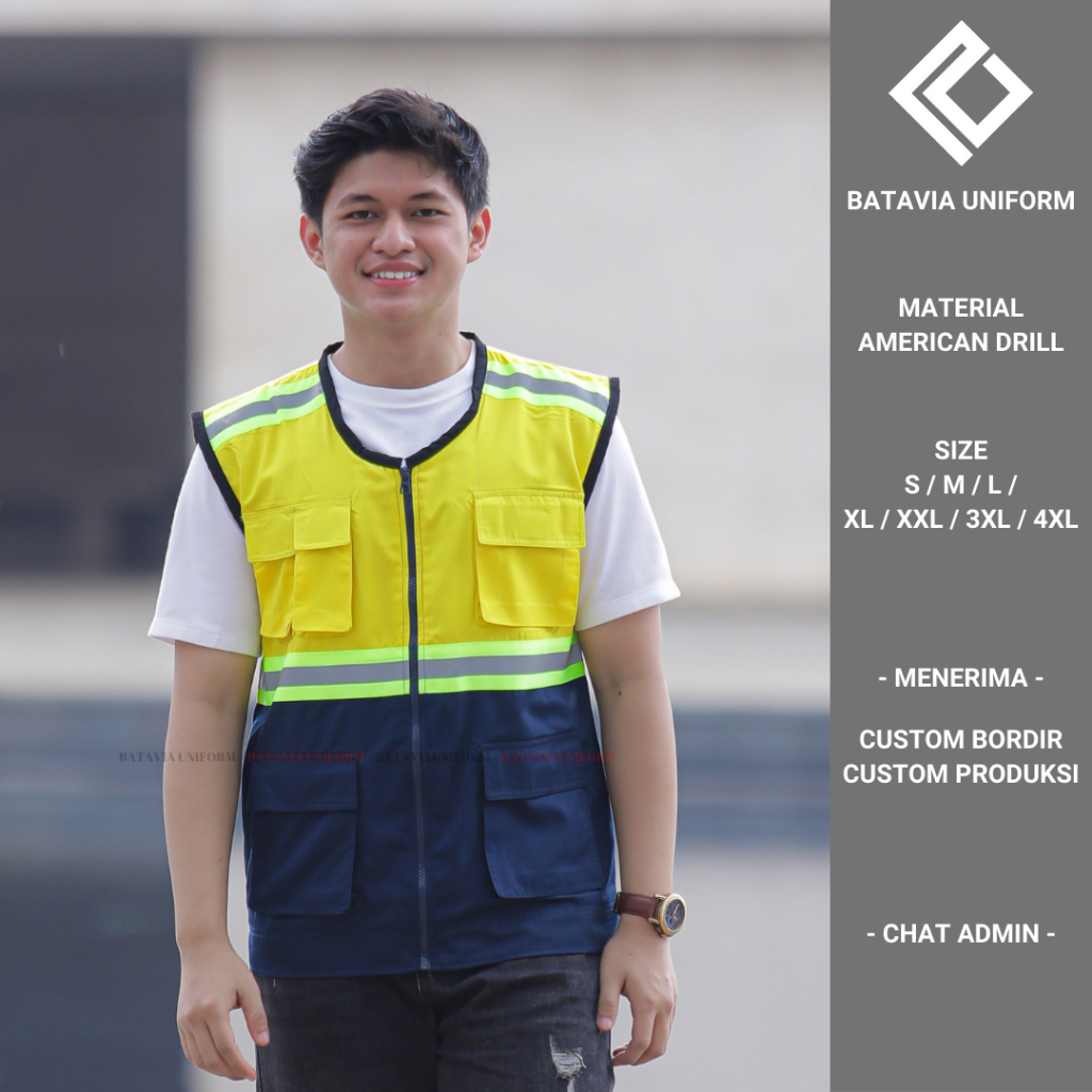 Jual Rompi Safety K3 Kerja Proyek Resleting Scotlight Lapangan Warna ...
