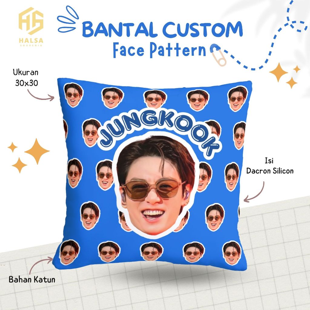 Jual Bantal Face Pattern Custom Printing Katun 30x30 | Shopee Indonesia