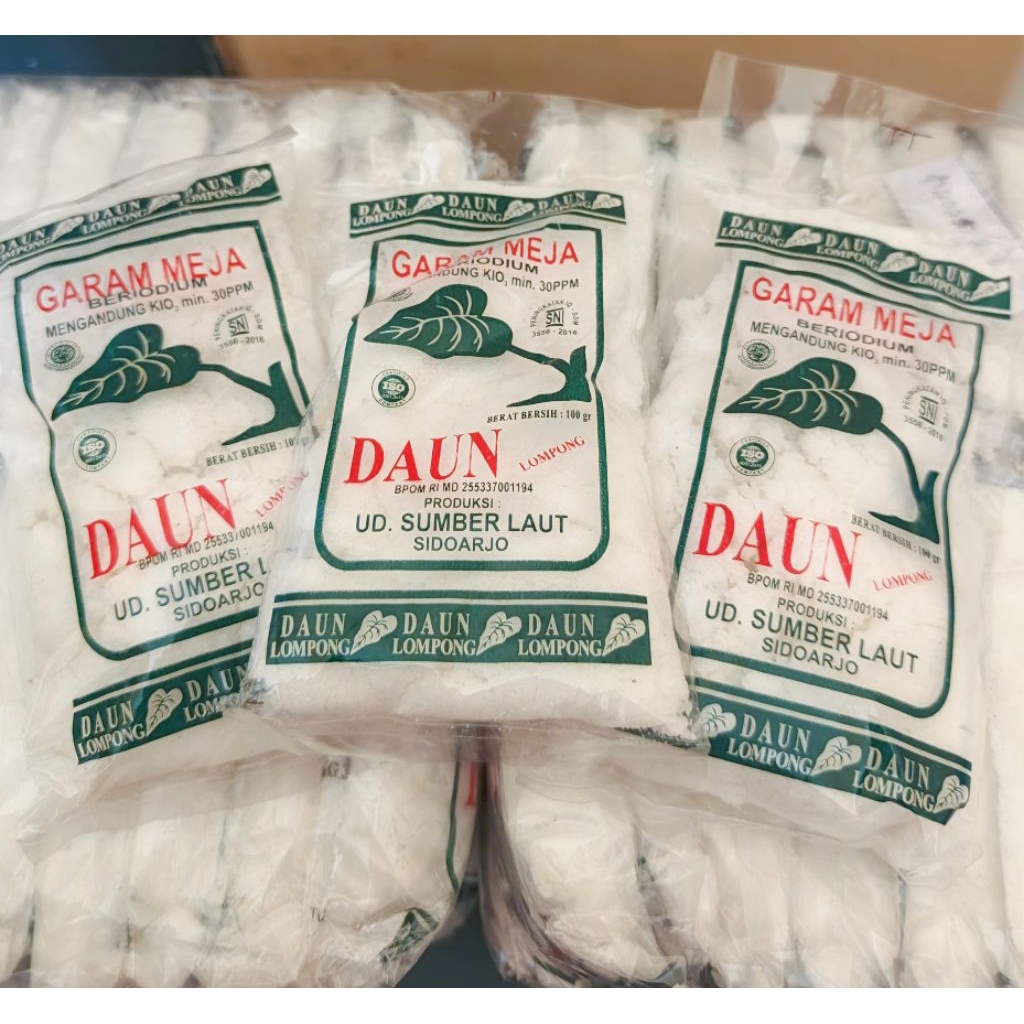 Jual Garam Dapur Beryodium Cap Daun Lompong 100gr-Terjamin Kualitas ...