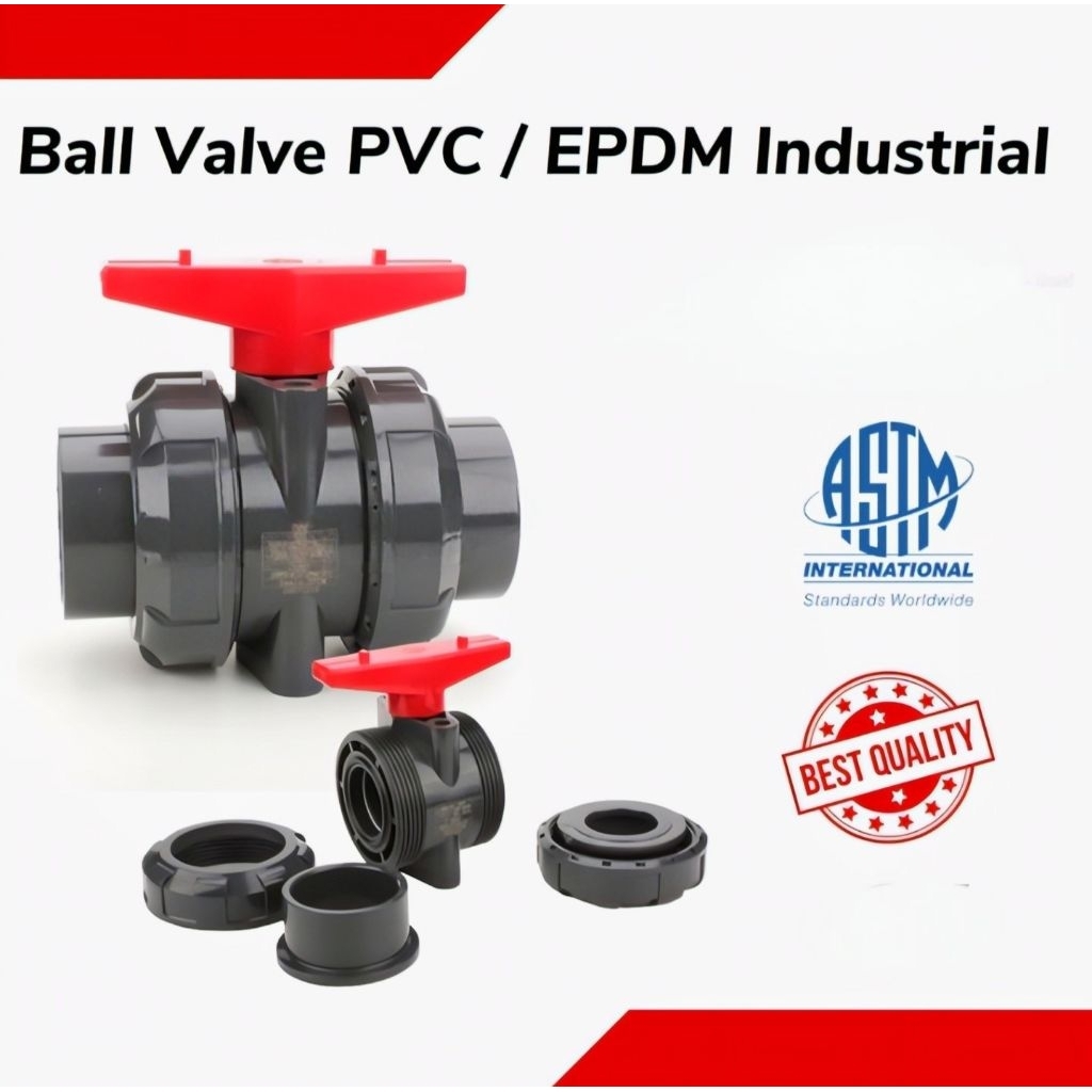 Jual True Union Ball Valve PVC SCH80 ANSI 2 inch Double Union Ball ...