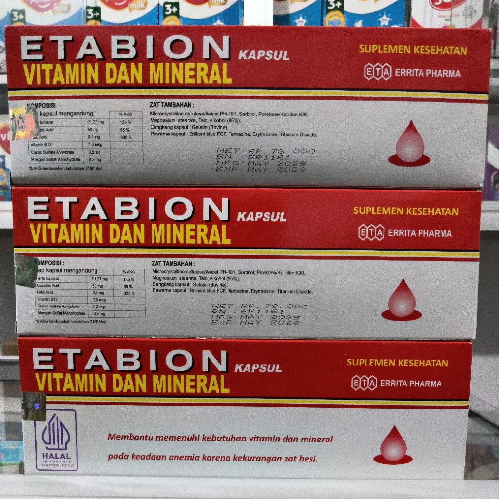 Jual ETABION ( VITAMIN DAN MINERAL ) PERBOX ISI 100 KAPSUL | Shopee ...