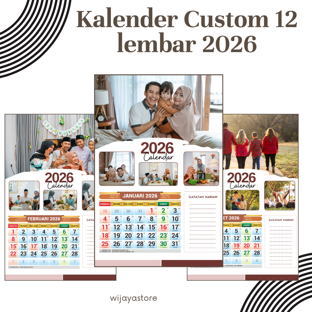Jual Kalender Custom 2026 – 12 Lembar Full Foto, Desain Bebas | Shopee ...