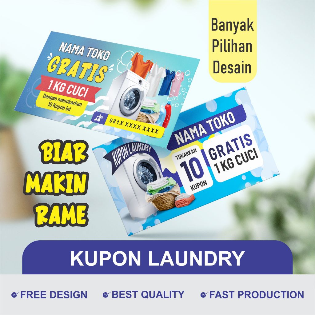 Jual Kupon promosi laundry | cetak Kartu jualan usaha laundry | Loyalty ...