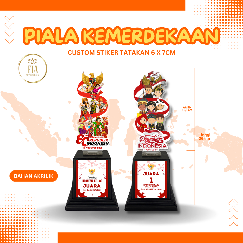 Jual Piala Akrilik Custom Kemerdekaan Indonesia Plus Tatakan Souvenir ...