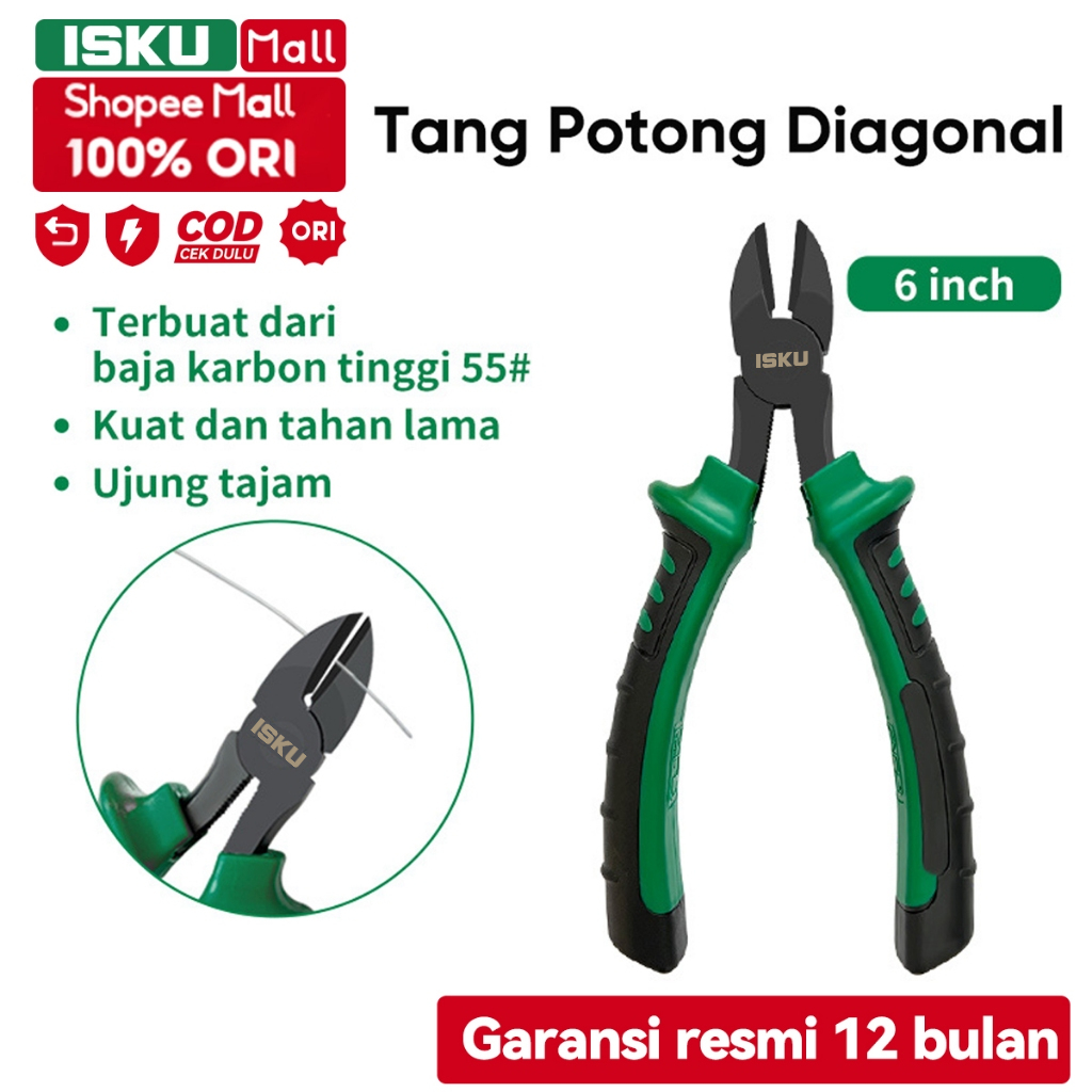 Jual ISKU Tang diagonal 6 inch /tang potong plastik tang berujung jarum ...