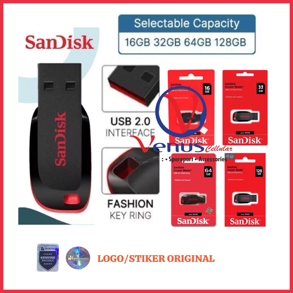 Jual FLASHDISK SANDISK ORI 100% 16 GB,32GB,64GB,128GB | Shopee Indonesia