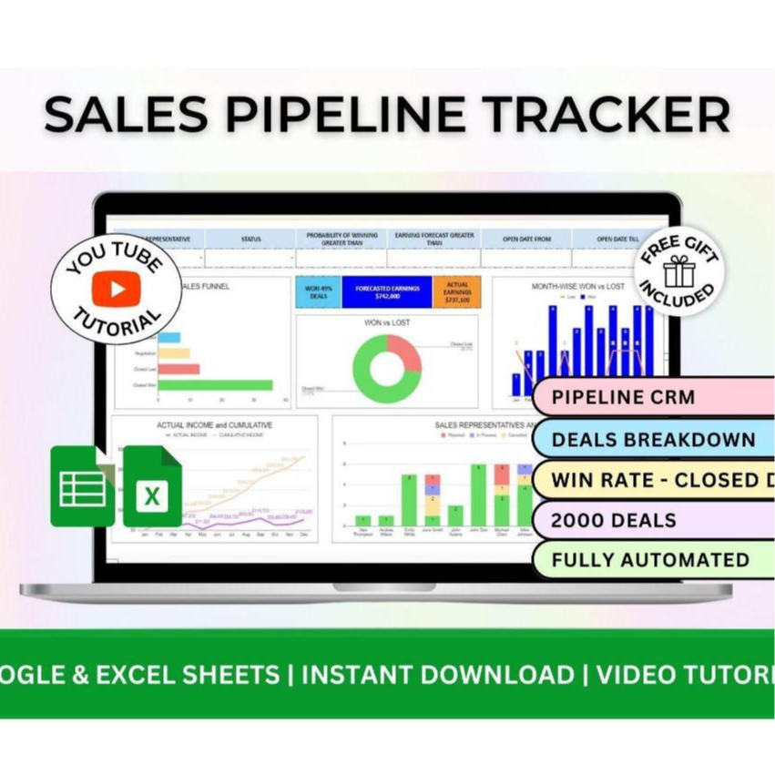 Jual Sales Pipeline Tracker Spreadsheet Excel | Sales Pipeline ...