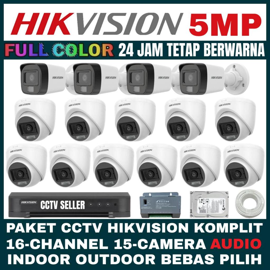 Jual PAKET CCTV HIKVISION 5MP COLORVU 16 CHANNEL 15 CAMERA TURBO HD 3K ...