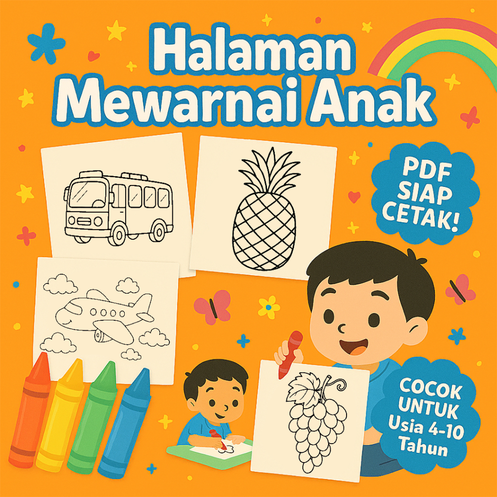 Jual Worksheet Mewarnai Anak TK/PAUD - Lembar Mewarnai Anak ...