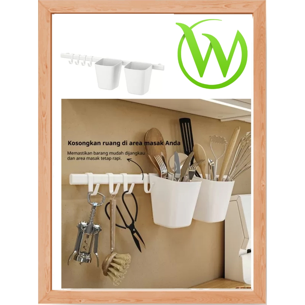 Jual Rel dengan 4 kait dan 2 wadah penyimpanan dapur bor dinding ...