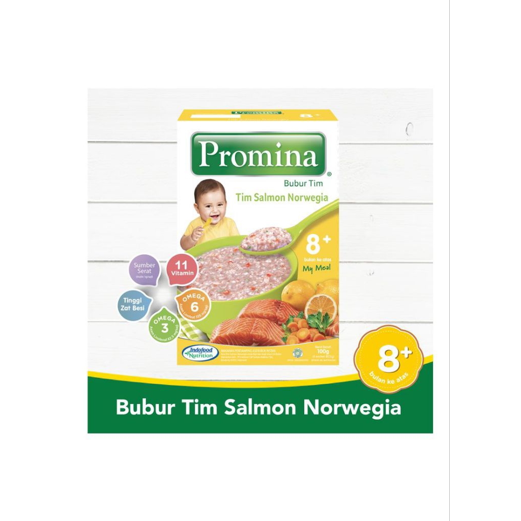 Jual promina bubur tim 8+ instant salmon norwegia 100g | Shopee Indonesia