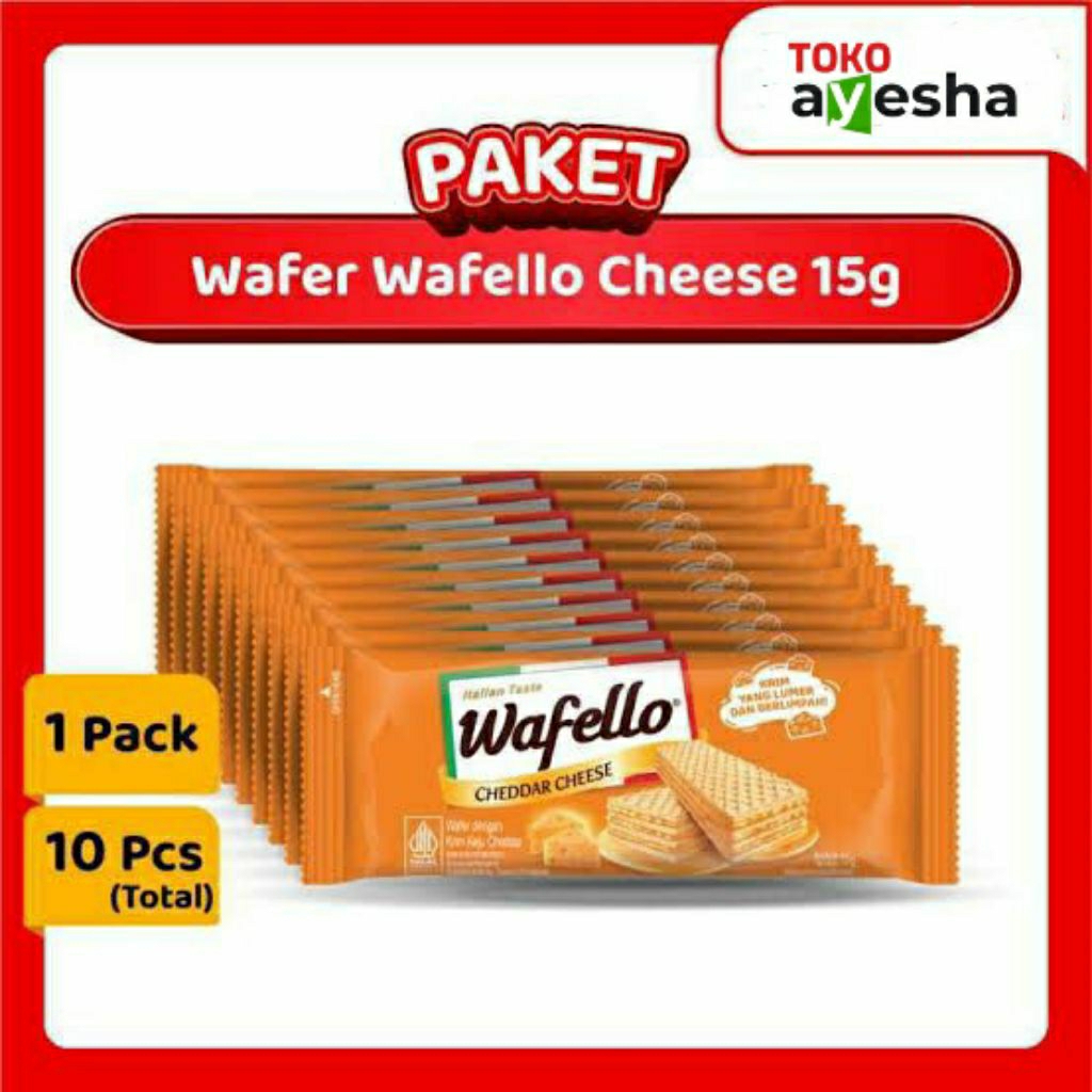 Jual Wafello Wafer Cheddar Cheese 15 gr - 1 Pack isi 10 | Shopee Indonesia