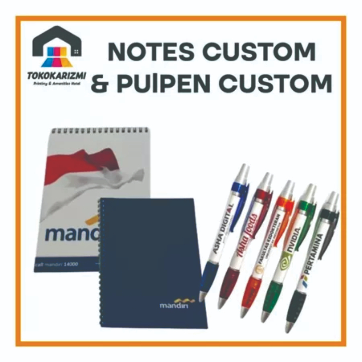 Jual Paket Notesbook dan Pulpen Pencet Custom Murah isi 50 lembar hvs ...