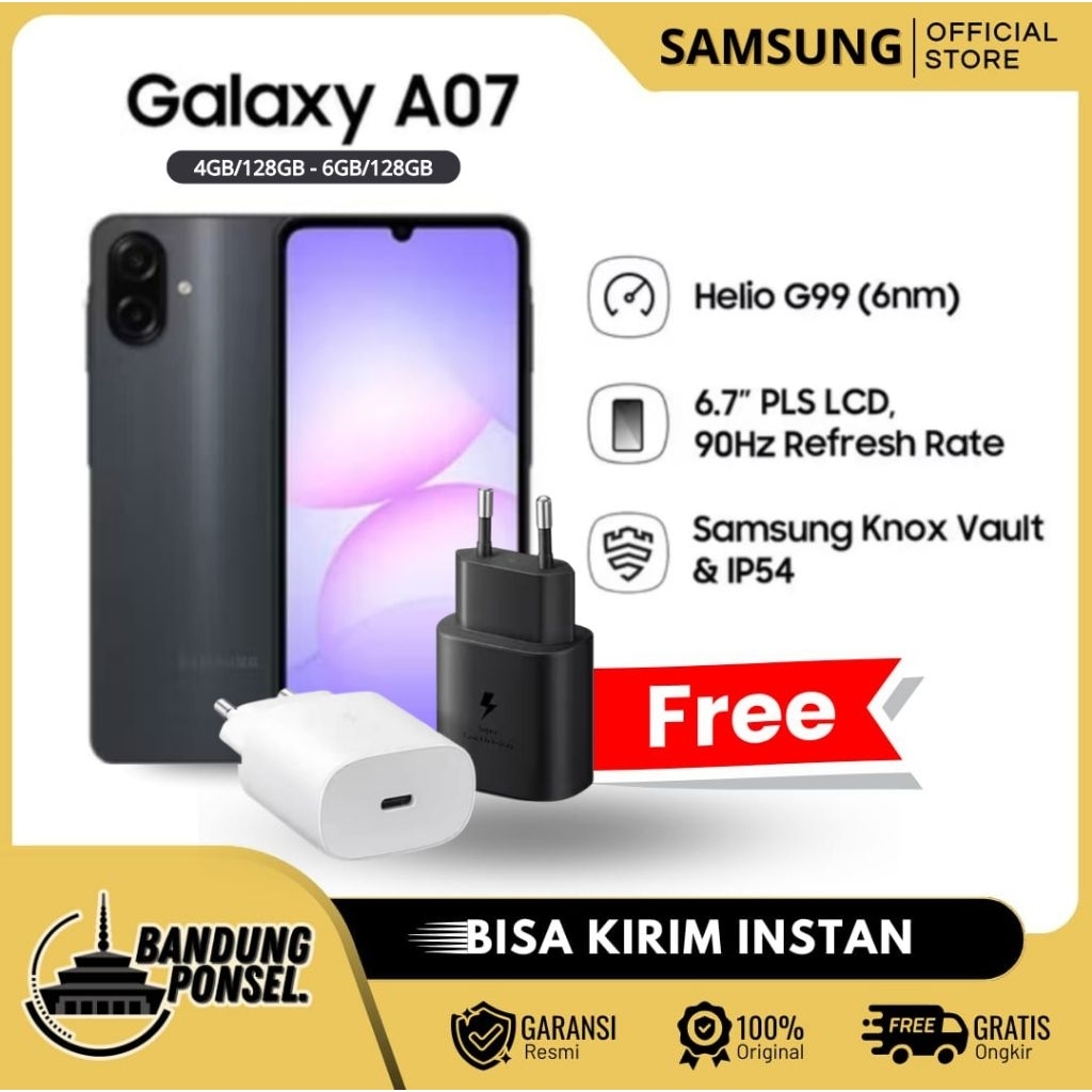 Jual Samsung Galaxy A07 6/128GB Battery 5000mAh 25W Fast Charger Garansi Resmi SEIN | Shopee ...