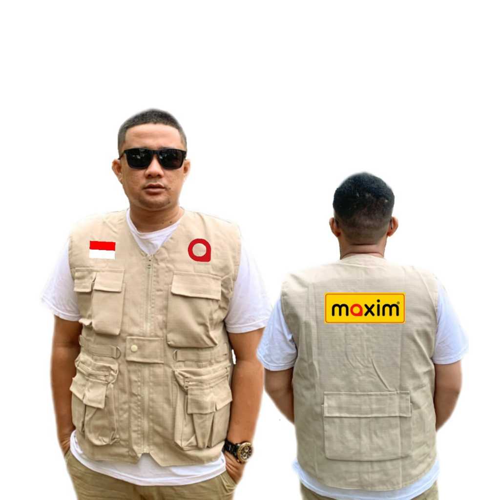 Jual Rompi Jeep Cream Sablon Ojol grab, grabfood,gojek, Gofood, shopee ...