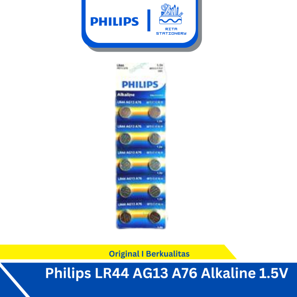 Jual Philips LR44 AG13 A76 Alkaline 1.5V - per pcs baterai jam tangan ...