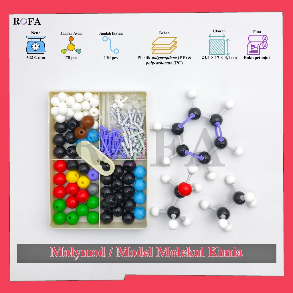 Jual ROFA Molymod / Model Molekul / Model Atom Molekul / Model Struktur ...