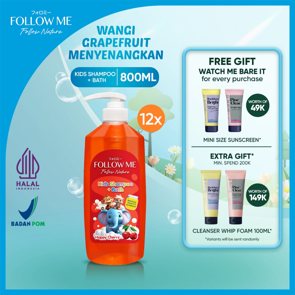 Jual FOLLOW Me Follow Nature - Kids Shampoo + Bath - Happy Cherry ...