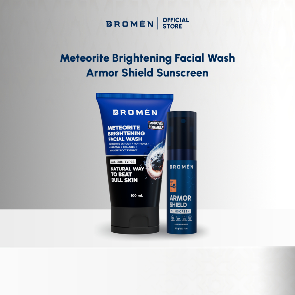 Jual BROMEN Bundling Metorite Facial Wash Brightening, Sunscreen Spray ...