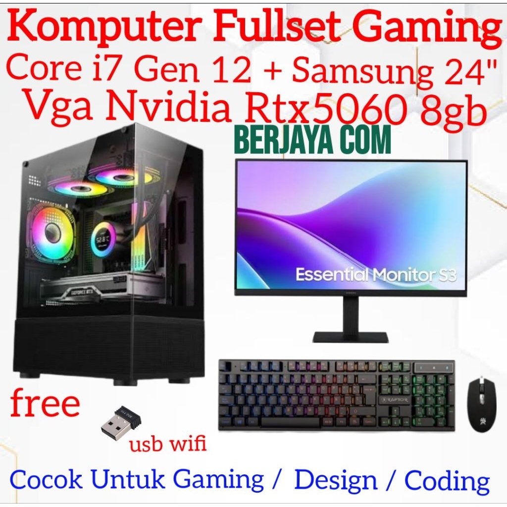 Jual Full Set Core i7 Gen 12 - Samsung 24" - Vga Nvidia Geforce Rtx5060 ...