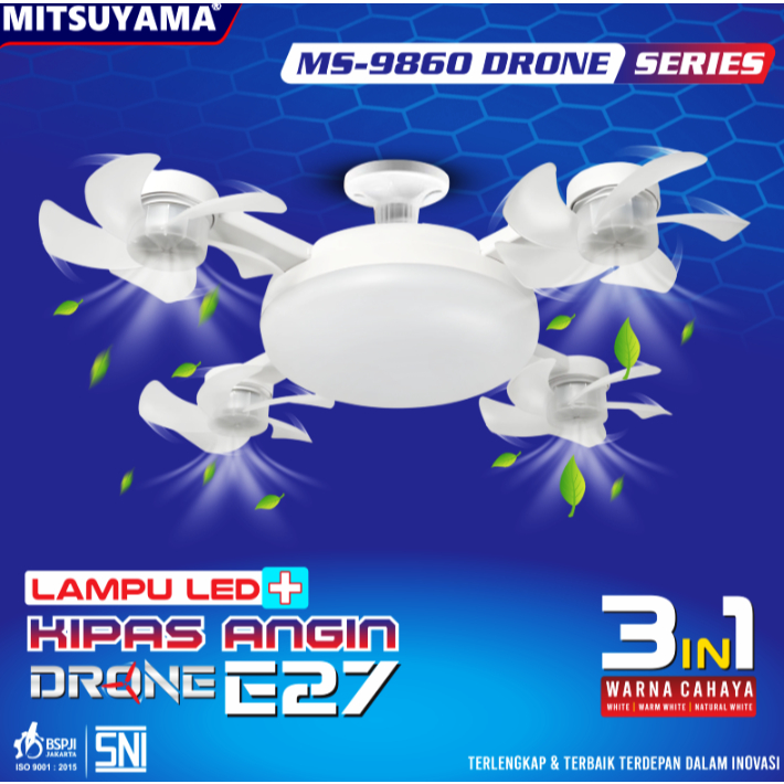 Jual Lampu Kipas Angin Plafon Model Drone 60W/LED Fan Light 2IN1 ...
