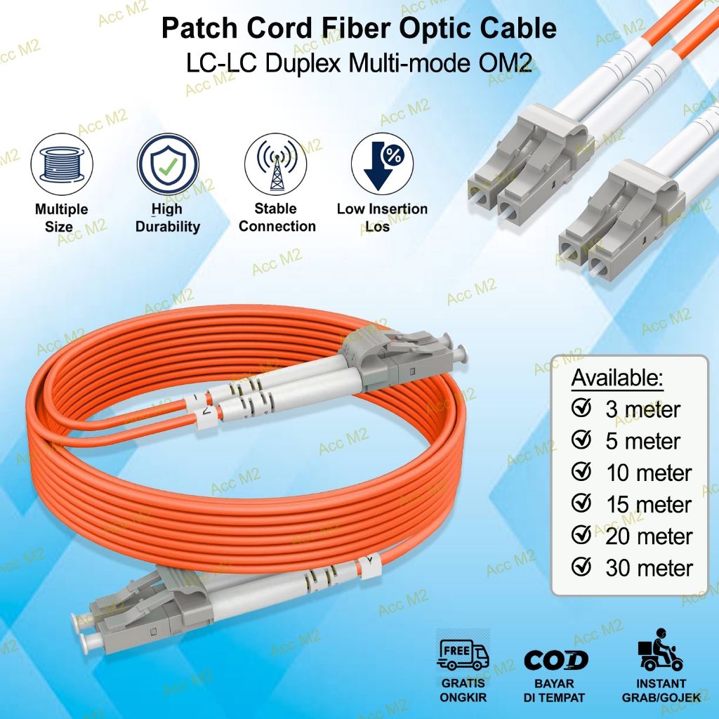 Jual Kabel Fiber Optic Patchcord LC-LC Duplex MultiMode OM2 3m, 5m, 10m ...