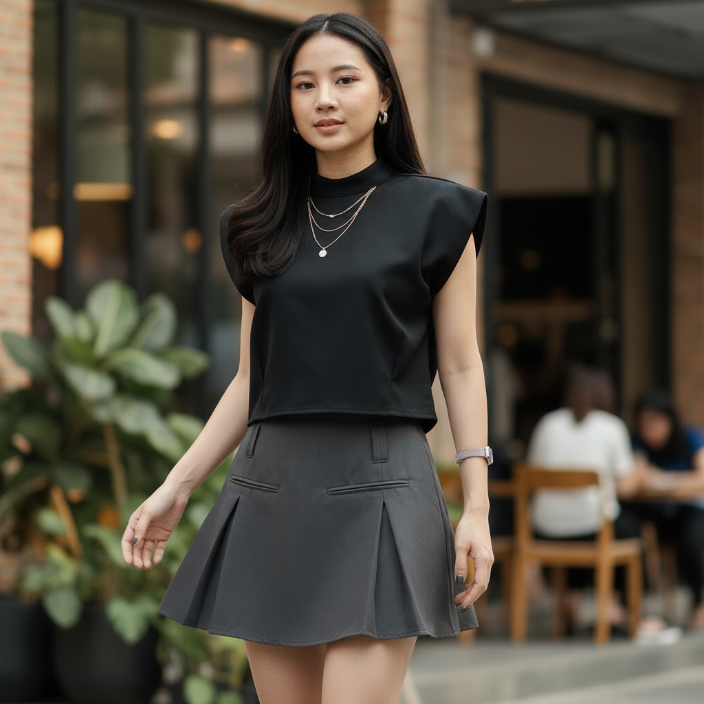 Jual Atasan Wanita Kate Top | Blouse Abu-Abu Crop Top Modis Kekinian ...