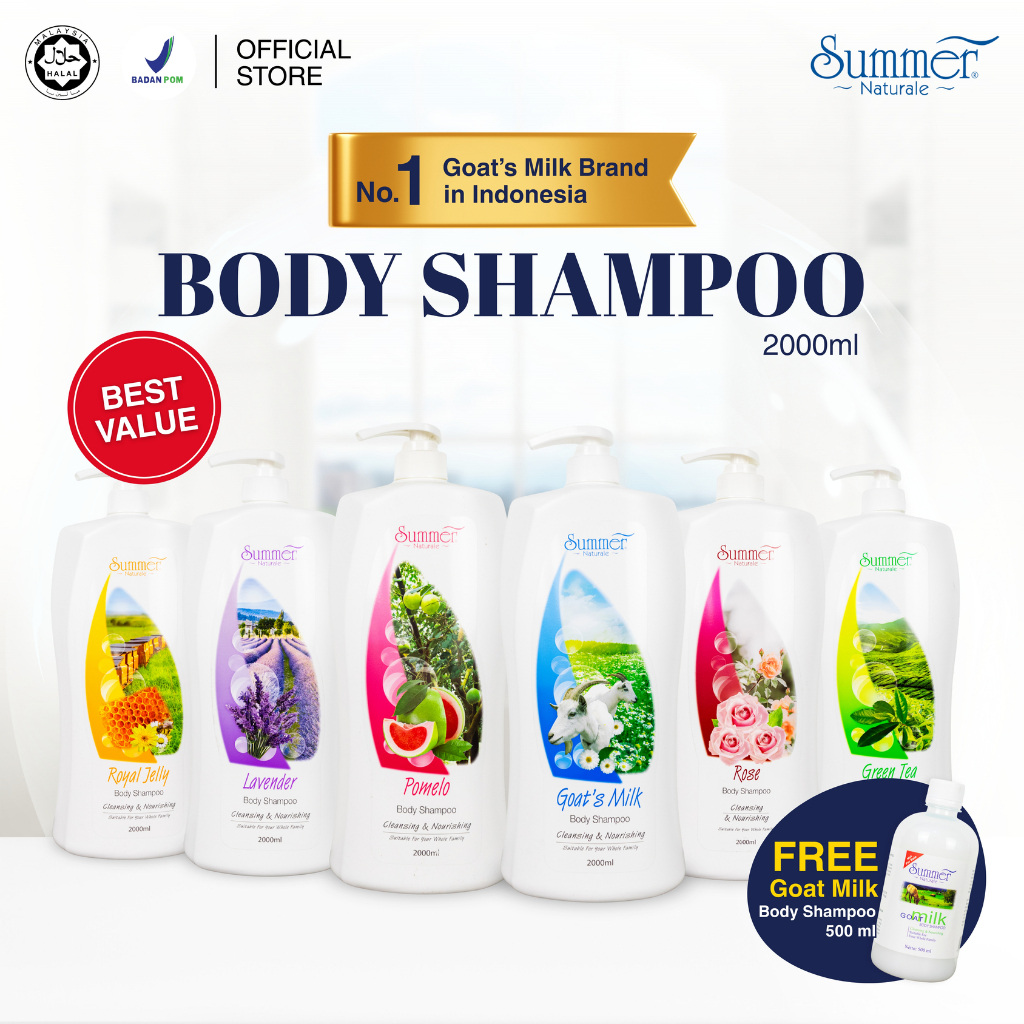 Jual Summer Naturale - 2000ml [Free Goat's Milk 500ml] Body Shampoo ...