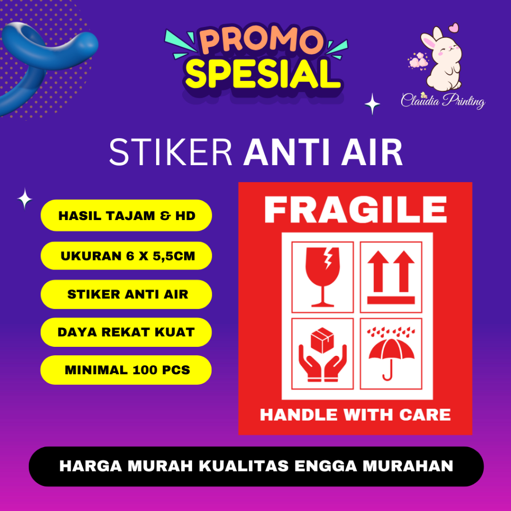Jual STICKER FRAGILE MAKANAN / STIKER PECAH BELAH KEMASAN MAKANAN ...