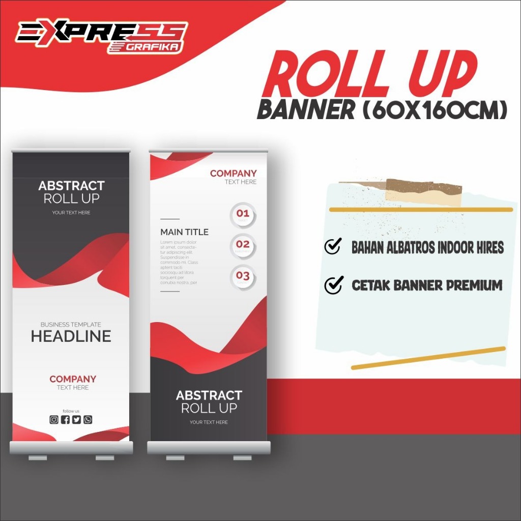 Jual Cetak Roll Up Banner 60x160 cm Indoor HiRes Bahan Albatros – Print ...
