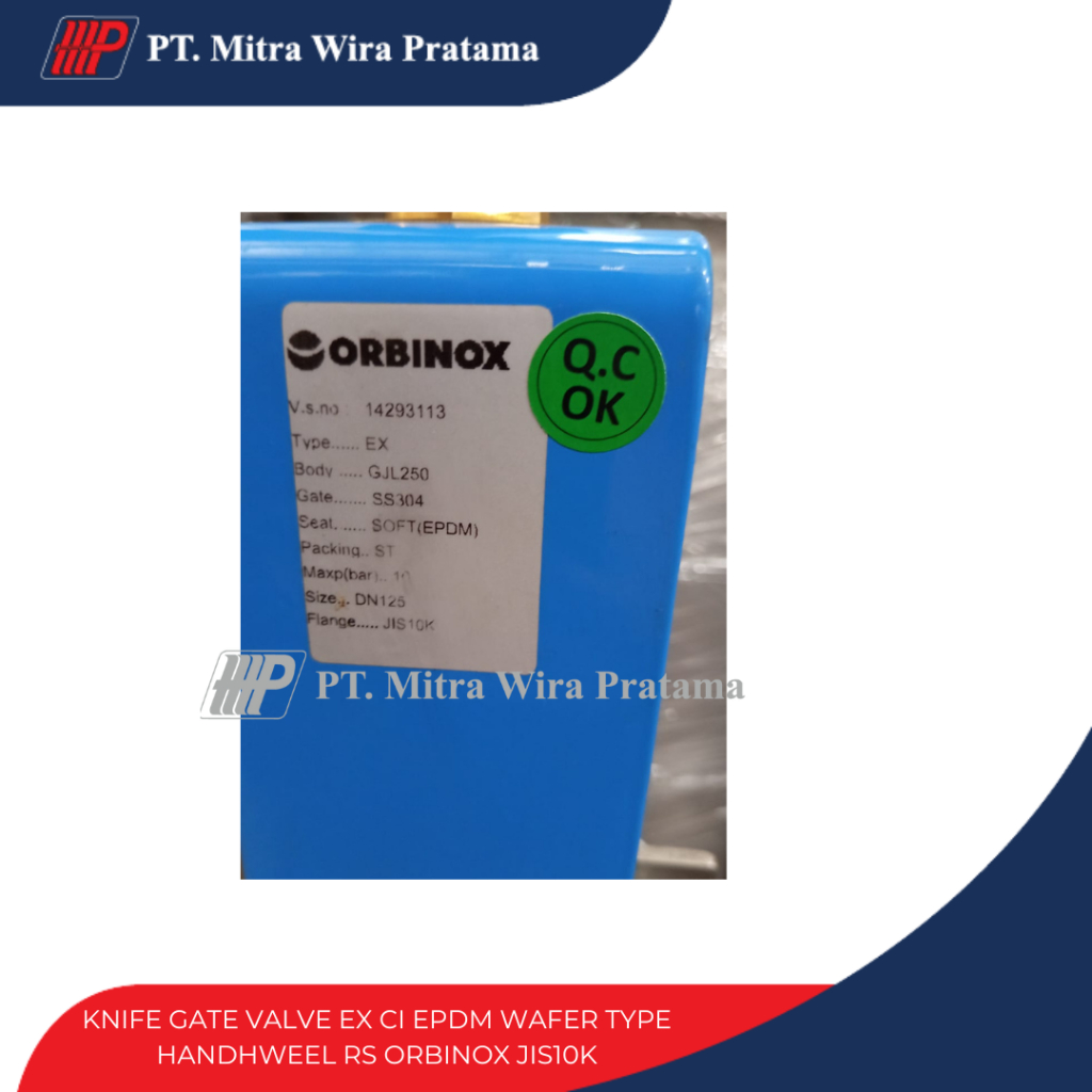 Jual KNIFE GATE VALVE EX CI EPDM WAFER TYPE HANDHWEEL RS ORBINOX JIS10K ...