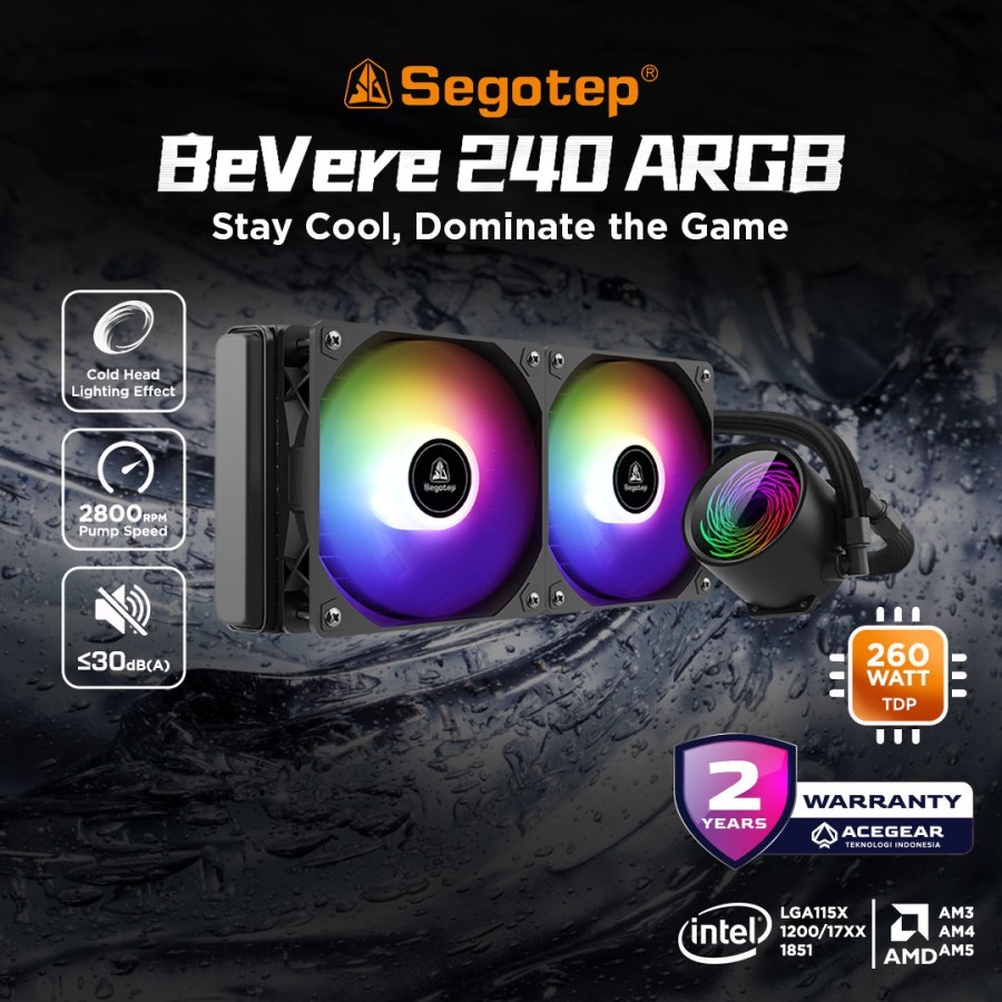 Jual Segotep Bevere 240 ARGB AIO Cooler 240mm A-RGB - CPU Cooler AIO ...