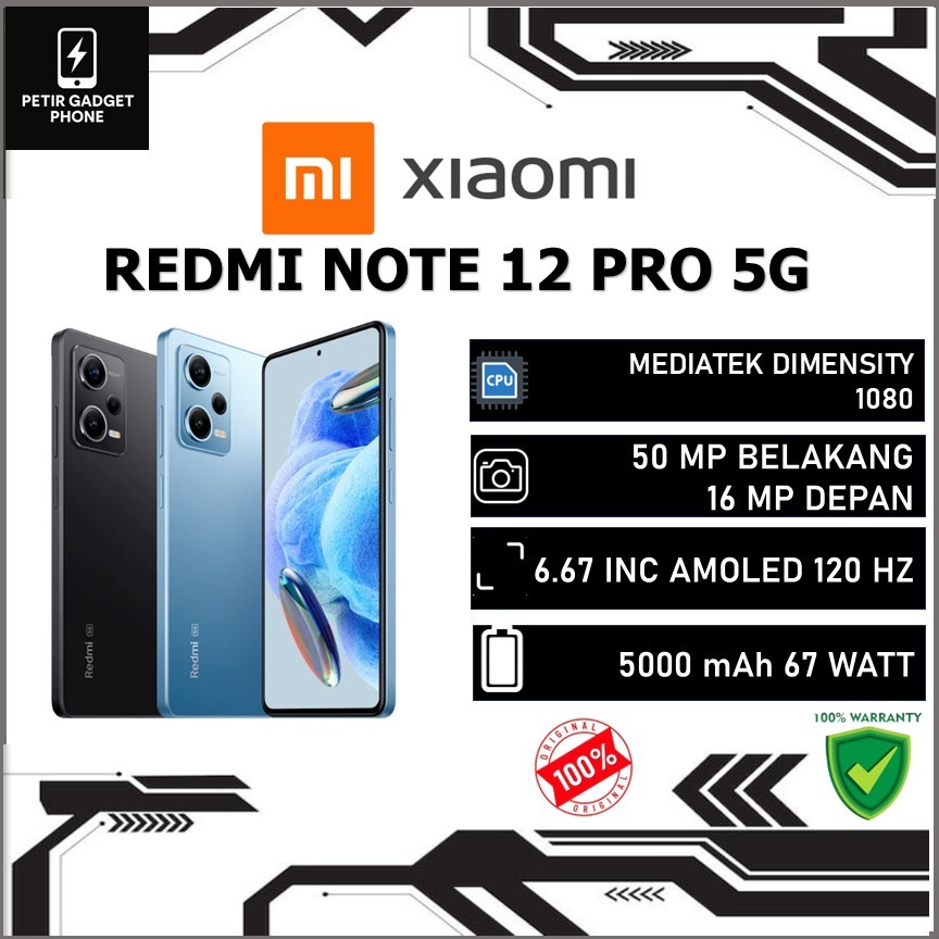 Jual REDMI NOTE 12 PRO 5G RAM 8 GB ROM 256GB MEDIATEK DIMENSITY 1080 50 ...