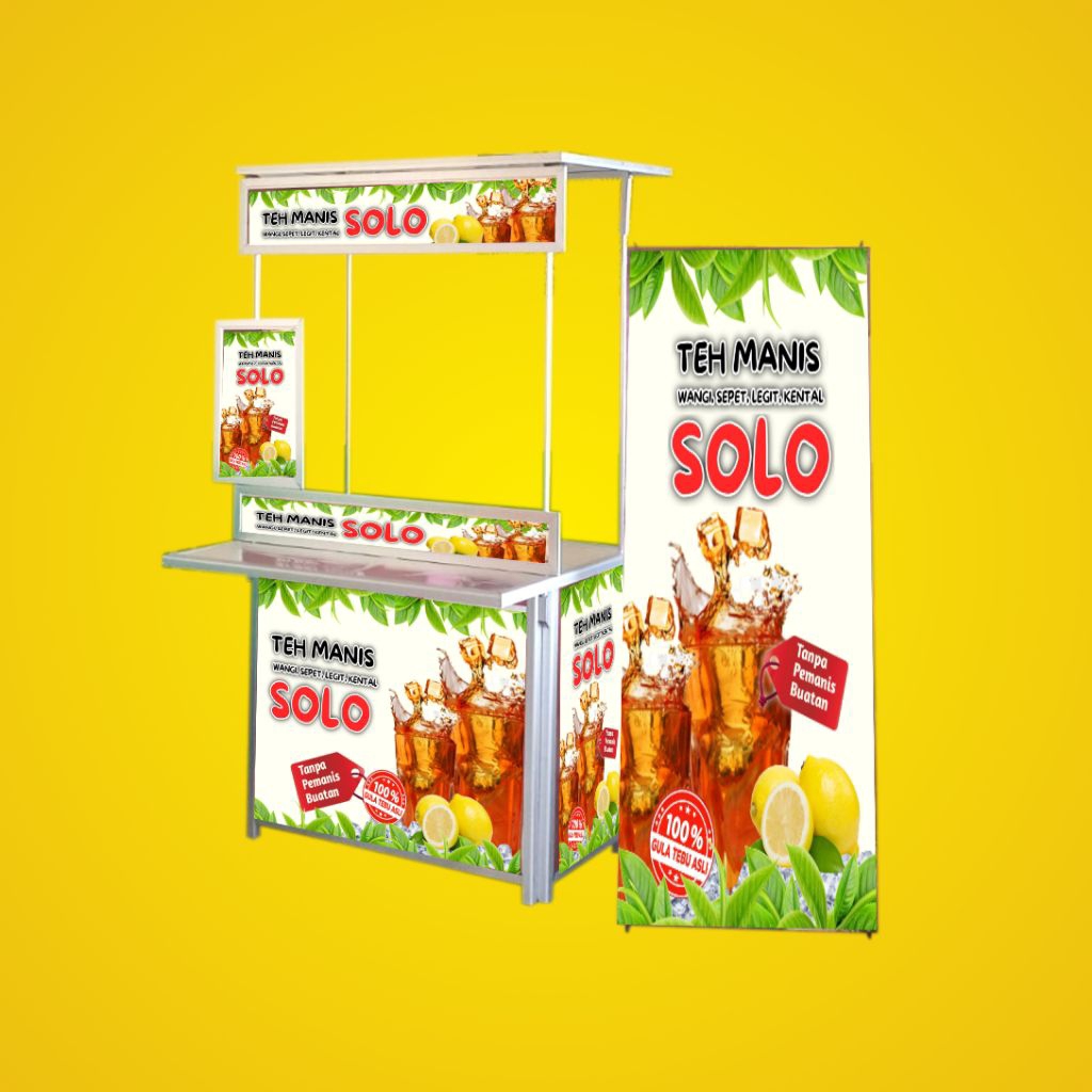 Jual Booth Portable (Gratis Baner & Menu) + Atap + Meja Depan | Gerobak ...