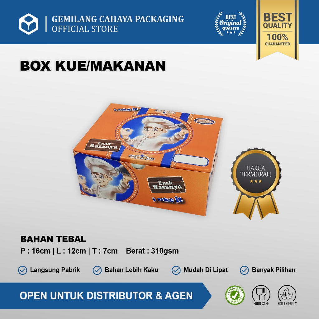 Jual [50 pcs] Box Dus Snack Kue I GS Enak Rasanya I Duplex Tebal (310 ...