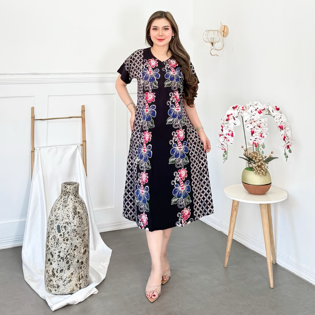Jual Daster Rayon Busui Resleting Depan Dress Bumil Batik Cap | Shopee ...