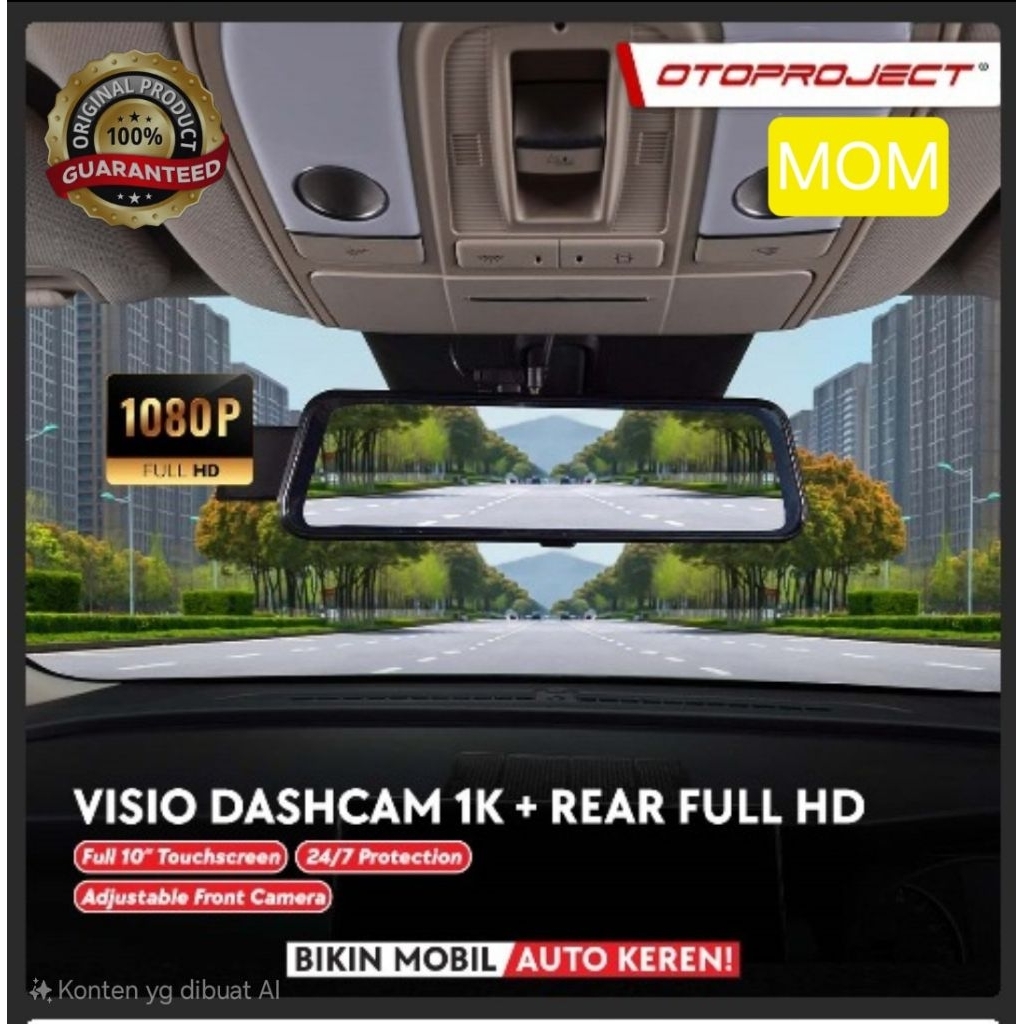 Jual OTOPROJECT DASH CAM MIRROR VISIO 1K + REAR FULL HD CAM DASHCAM ...