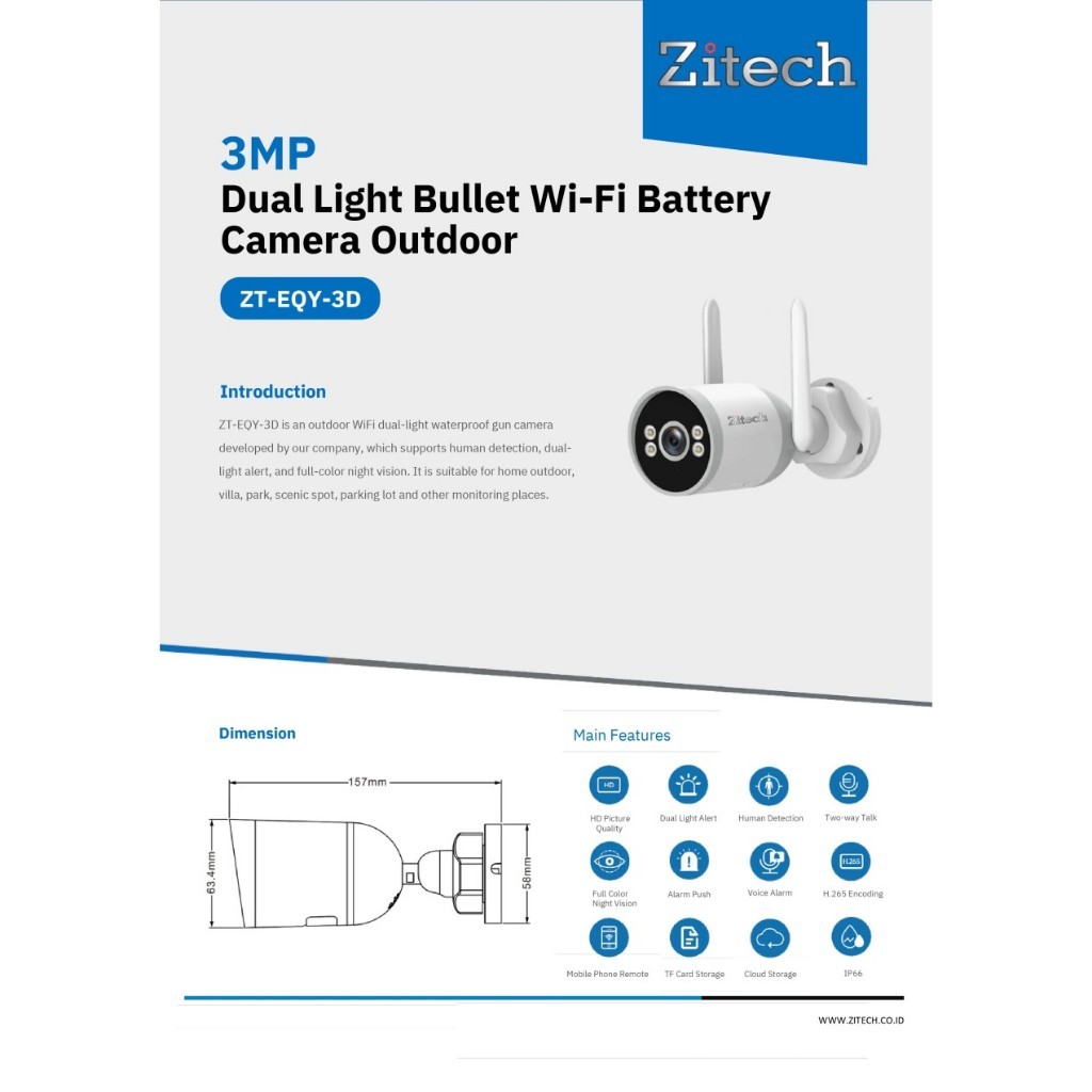 Jual ZITECH WI-FI Camera ZT-EQY-3D 2K | Kamera CCTV WiFi 3MP Dual Light ...