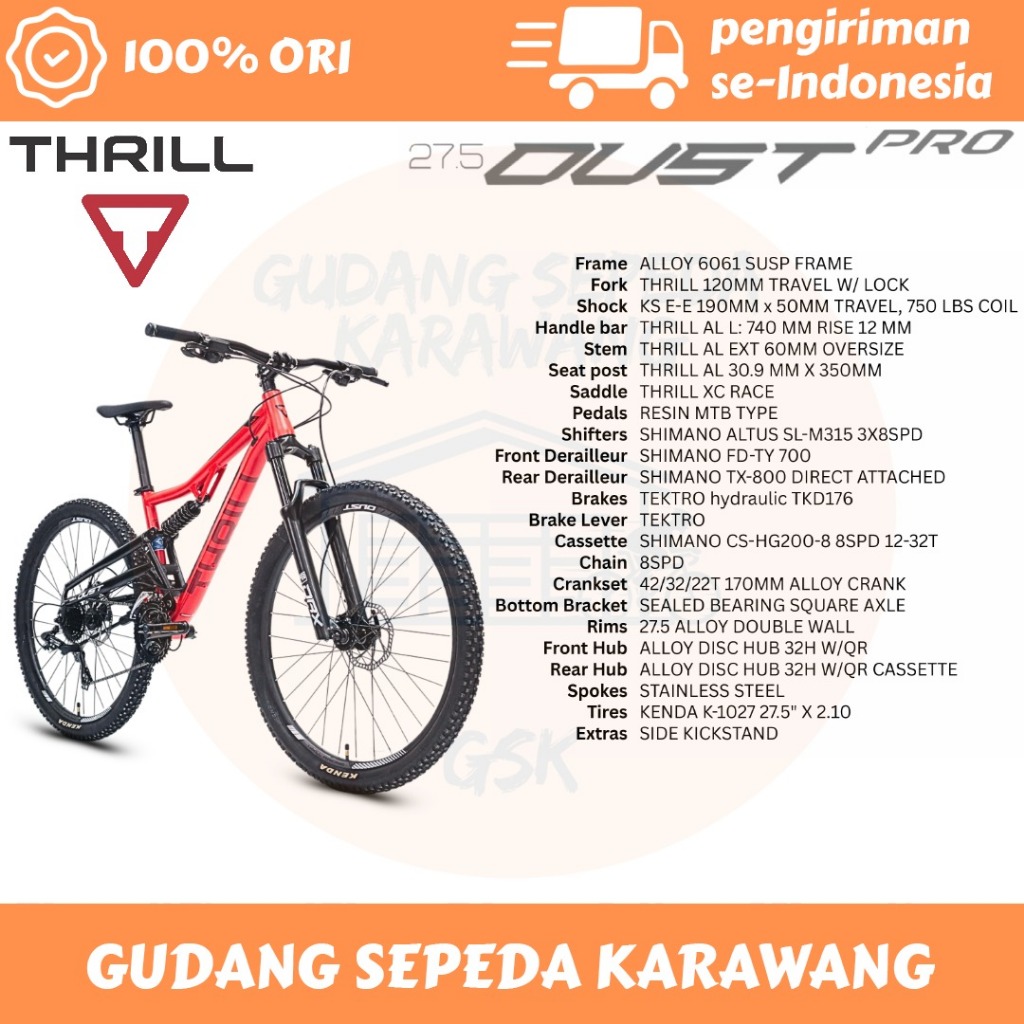 Jual Sepeda Gunung MTB THRILL OUST PRO 3x8 Speed Original Garansi Resmi ...