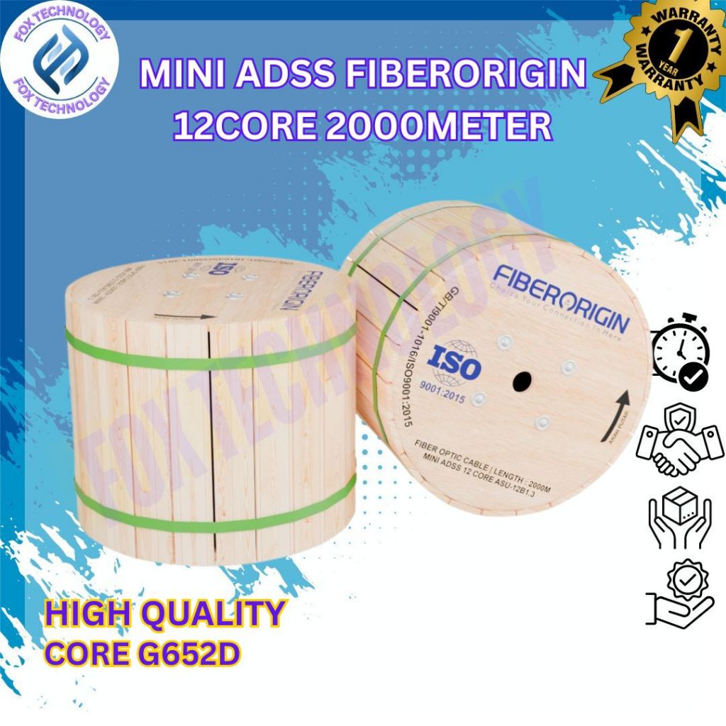 Jual Fiberorigin Kabel FO Mini ADSS 12Core 2000Meter G652D Diameter 6 ...