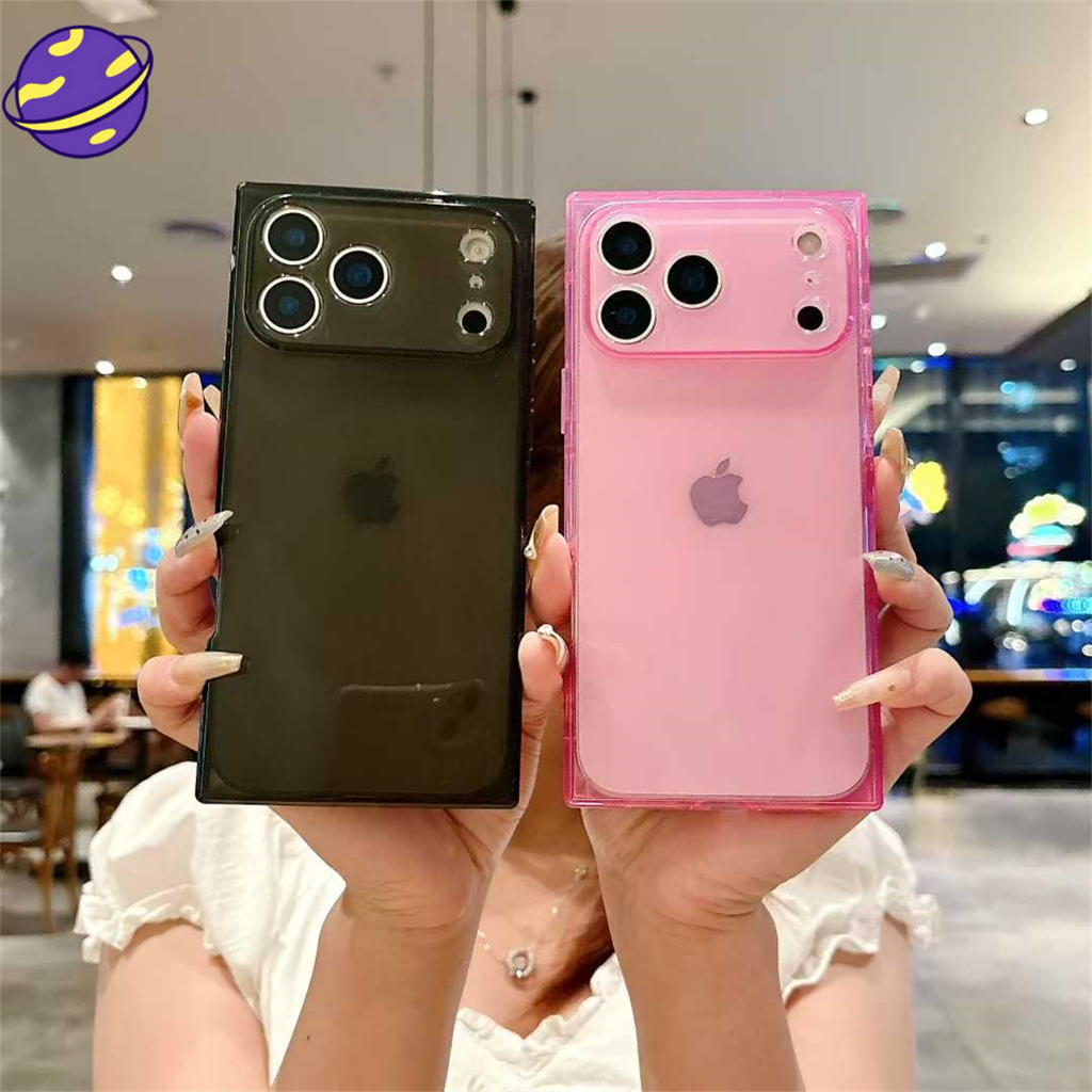 Jual Soft Casing TPU Transparan Bentuk Kotak Untuk iPhone 17 16 15 14 ...