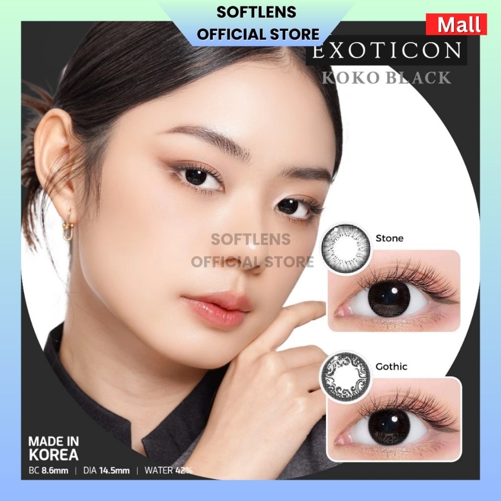 Jual SOFTLENS KOKO BLACK (Normal & Minus) BY EXOTICON 14.5MM Korea ...