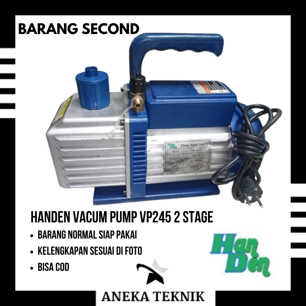Jual Vacuum Pump Merk HANDEN 1/2 PK 5CFM - 2 Stage - Vacuum AC 1/2 HP ...