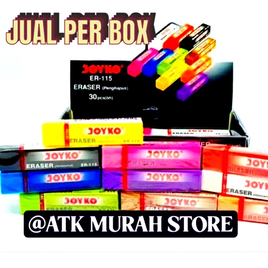 Jual [JUAL PER BOX] PENGHAPUS JOYKO PANJANG WARNA WARNI ER-115 (ISI 30 BIJI PER BOX) DAN ...